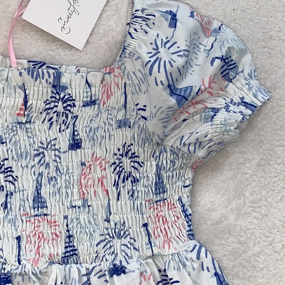 SweetHoney | Dresses | Nwt Sweet Honey Kids Fireworks Print Puff Sleeve ...